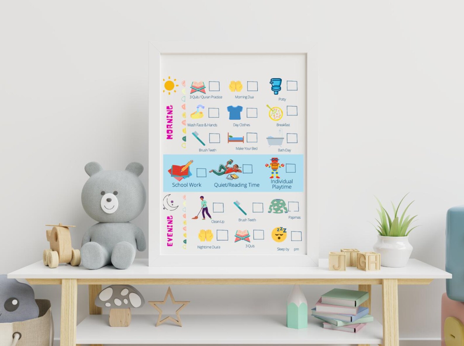 Islamic Daily Routine Chart for Kids | Routine Checklist | Morning to ...