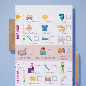 Islamic Daily Routine Chart for Kids | Routine Checklist | Morning to ...