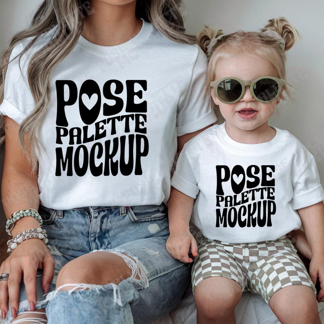 Mommy and Me Mock up White Bella Canvas 3001 T-shirt Mockup, Mother and ...