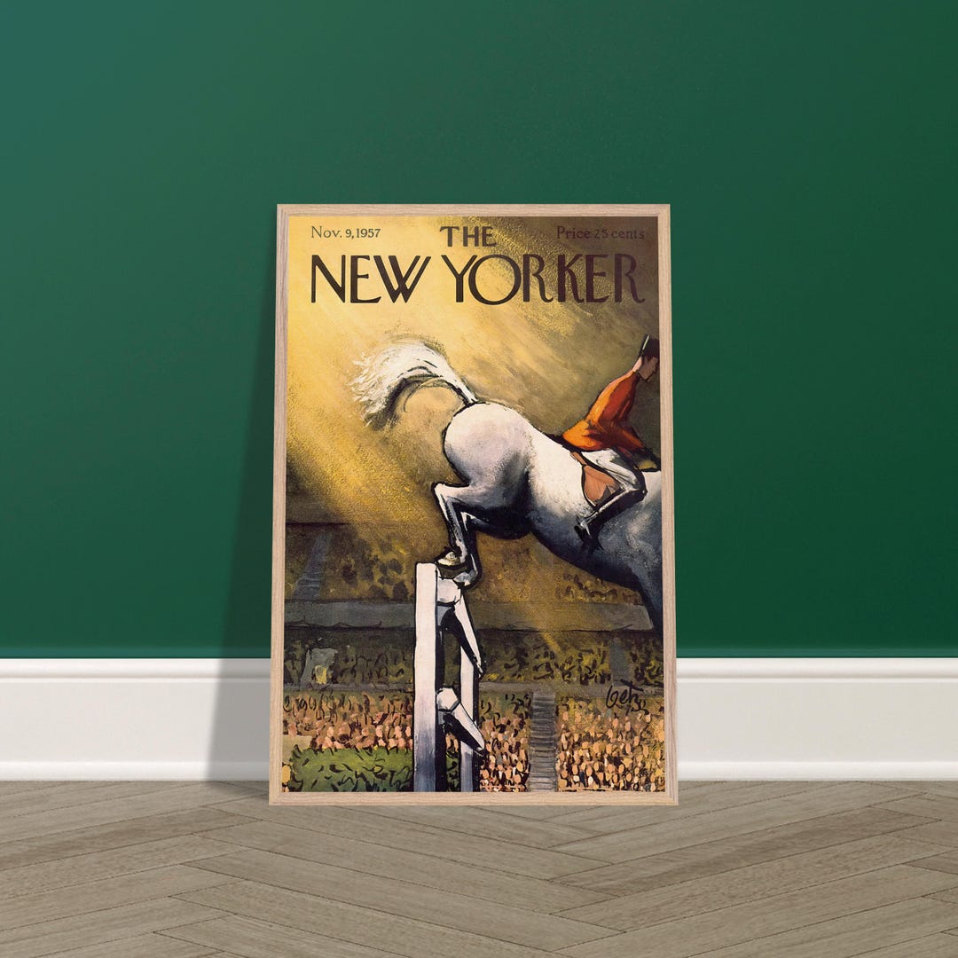 Vintage New Yorker Cover Art Equestrian Show Jumping Fine Art Print by ...