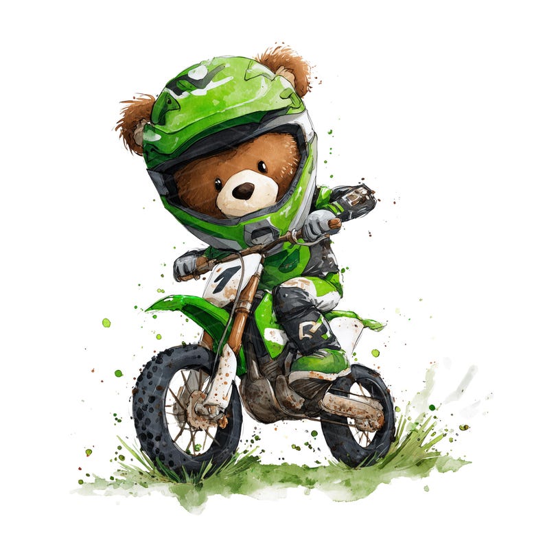 38 Motocross Teddy Bears Clipart, Dirtbike Racing Png’s (digital ...