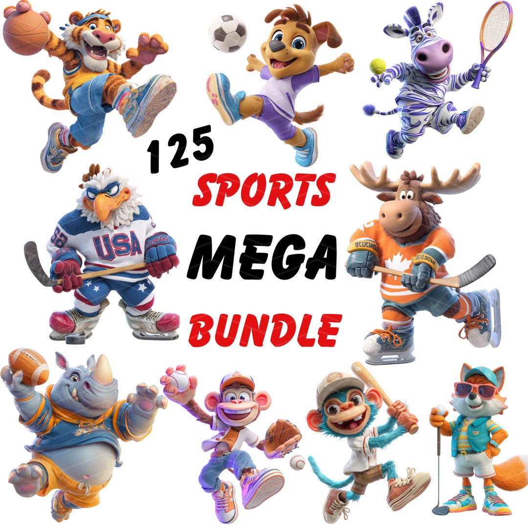 125 Sports Animal Clipart, Animals Sports Png’s (digital Download) - Etsy