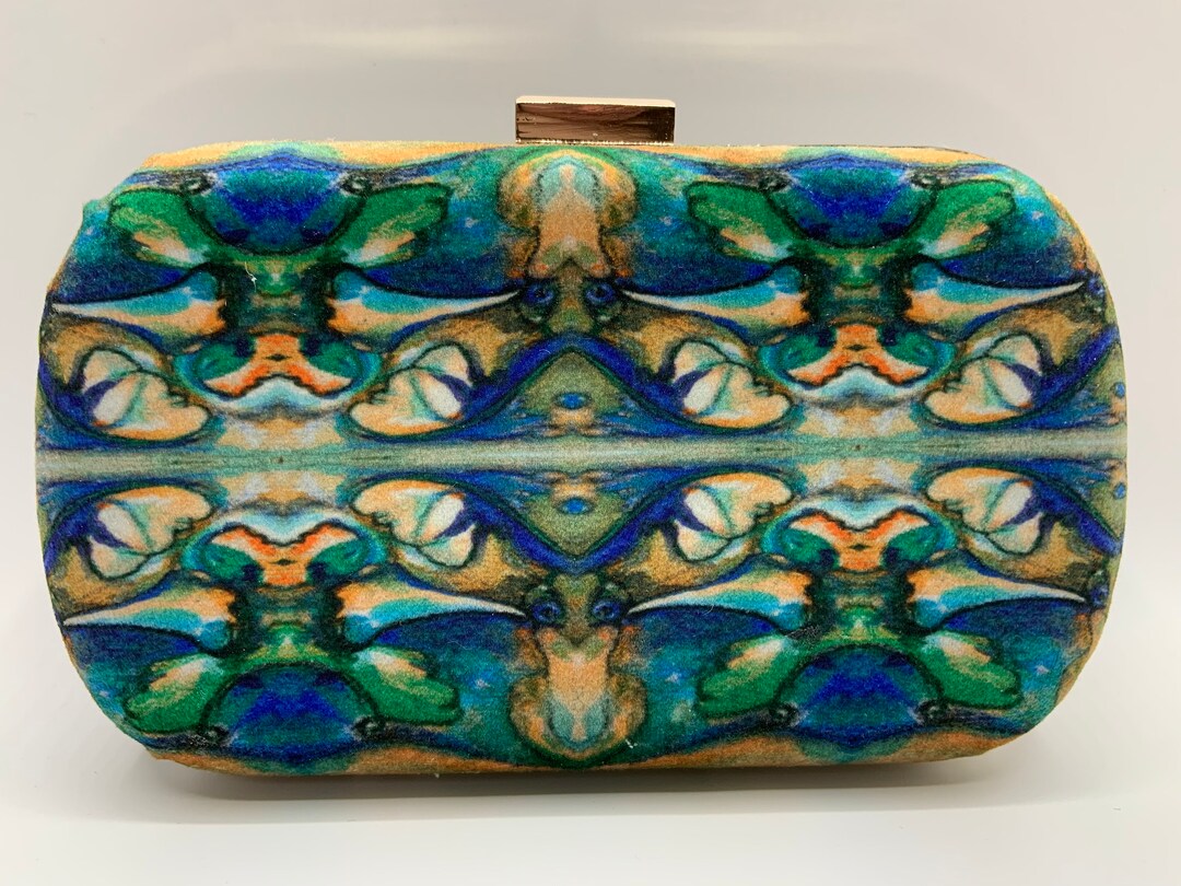 Custom Printed Velvet Box Clutch- "chrysalis" - Etsy