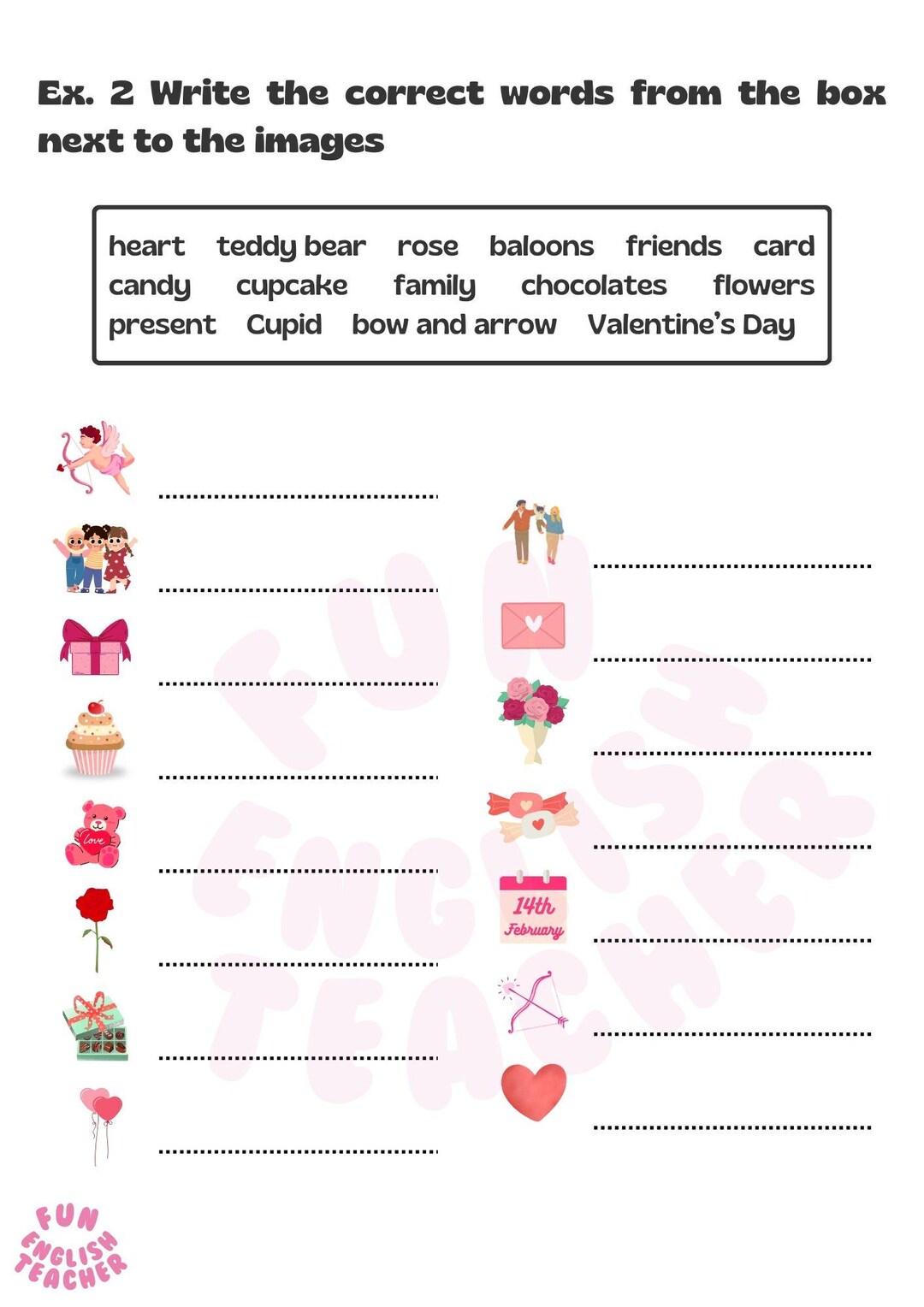Valentine's Day ELS Flashcards and Worksheets - Etsy