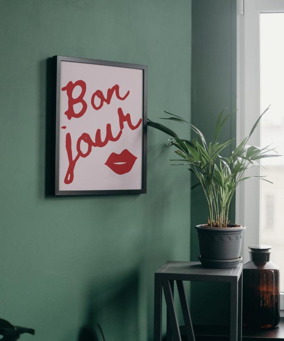 Bonjour Printable Sign - Large Digital Template, Editable Canva Design ...