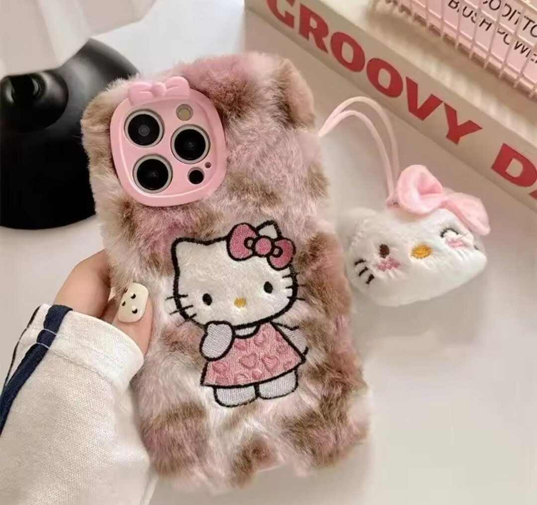 Y2k Hello Kitty Kawaii Plush Leopard Print Phone Case for iPhone - Etsy