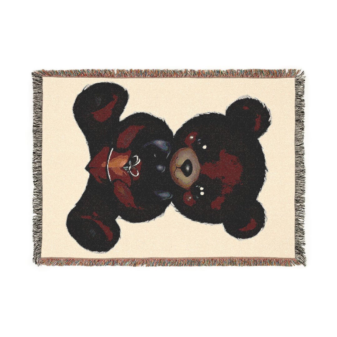 Goth Teddy Bear Valentine Woven Blanket, Gothic Throw, Dark Romance ...