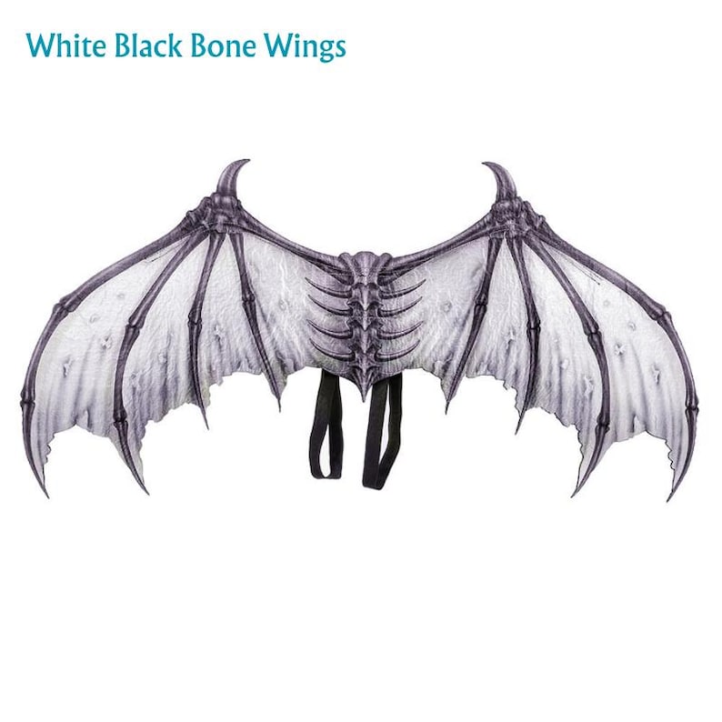 3D Devil Bone Wings Costume , Foldable Black ,white Non-woven Halloween ...