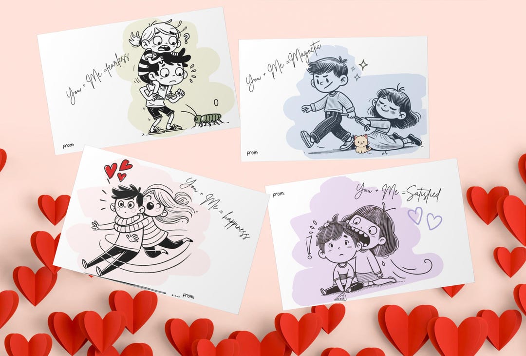 Meyou Printable Valentine Card Set of 4 - Etsy