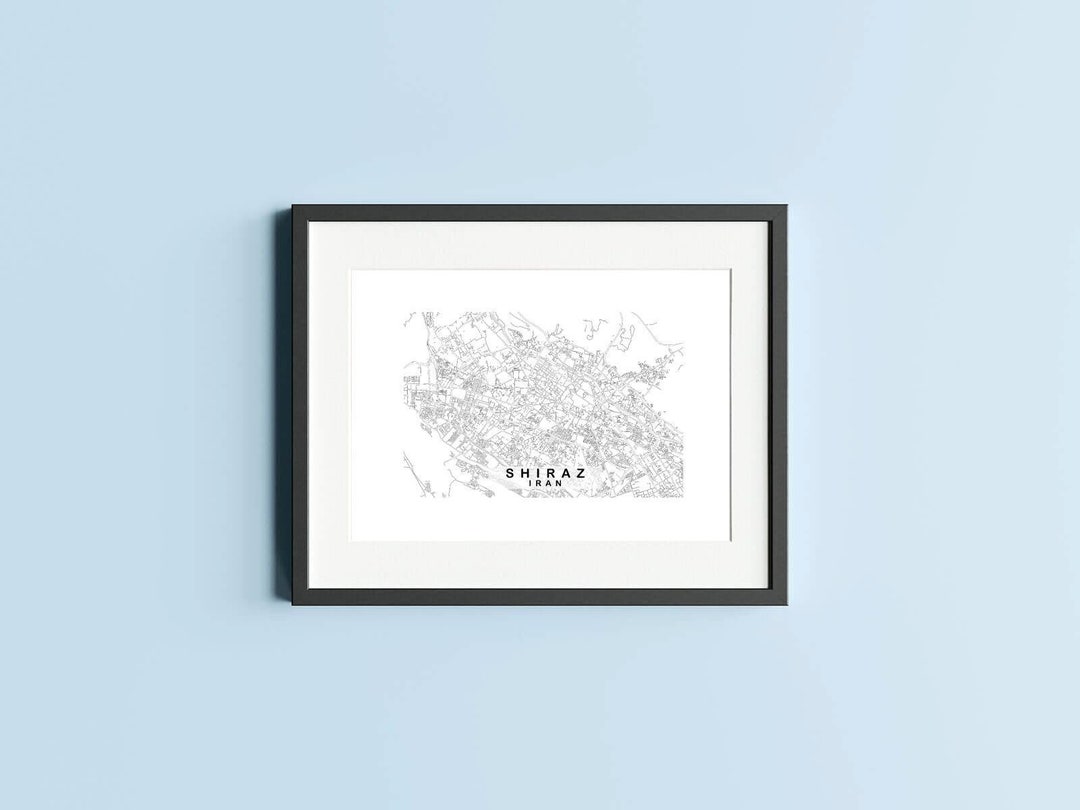 Shiraz City Map, Poster, Shiraz Iran Map, Wall Art, Iranian Cities ...