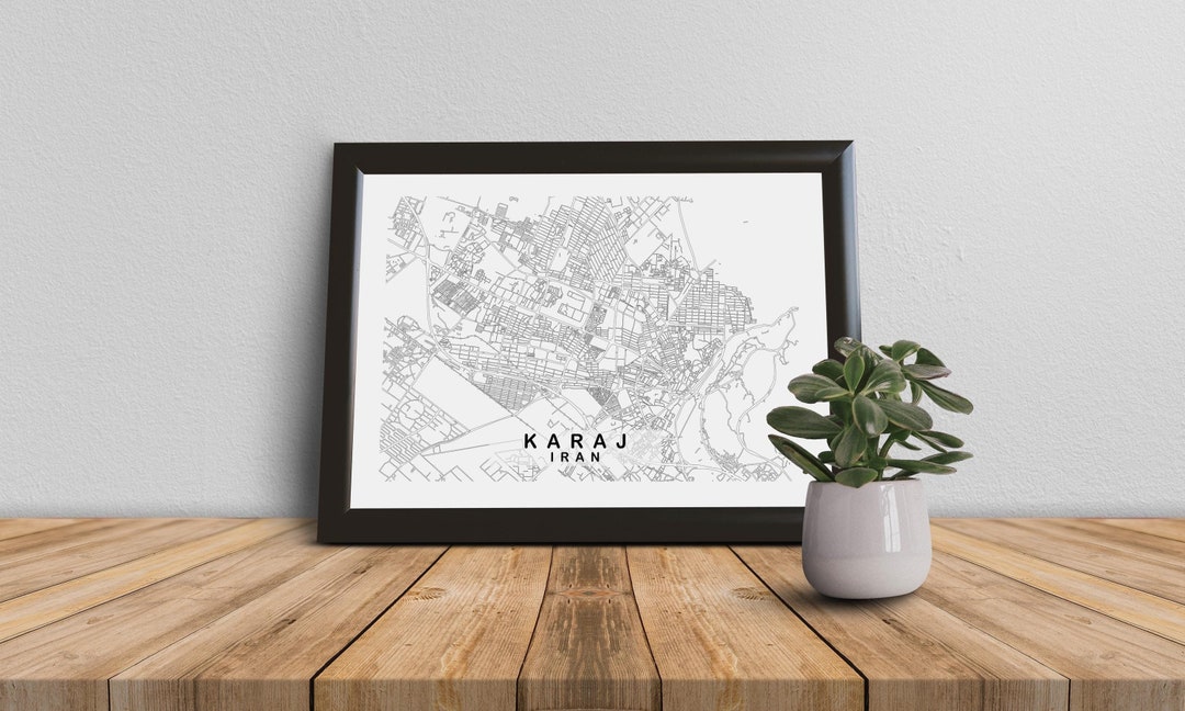 Karaj City Map, Poster, Karaj Iran Map, Wall Art, Iranian Cities, Karaj ...