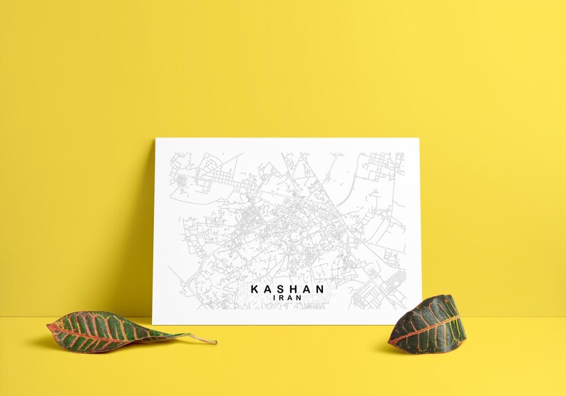 Kashan City Map, Poster, Kashan Iran Map, Wall Art, Iranian Cities ...