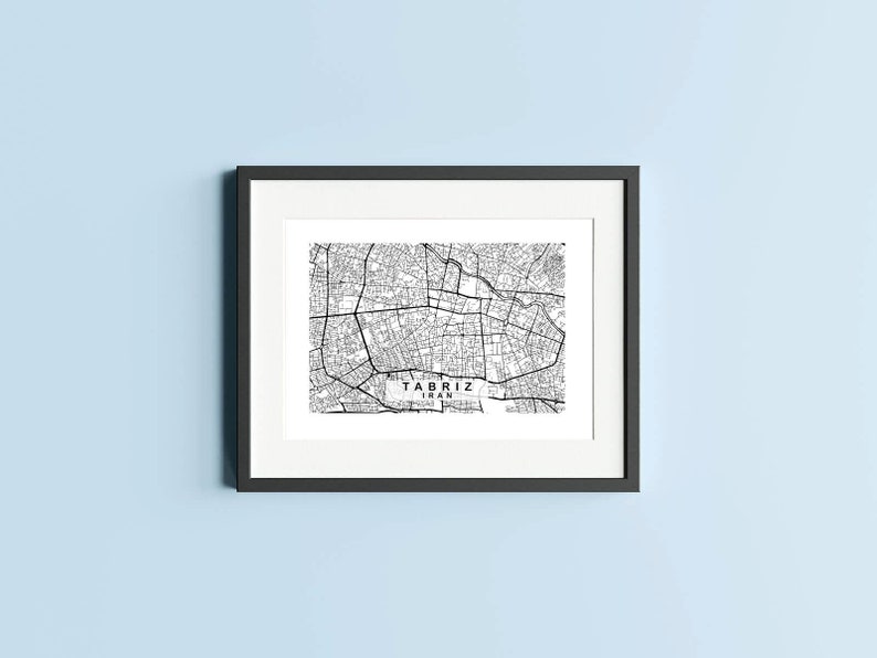 Tabriz City Map, Poster, Tabriz Iran Map, Wall Art, Iranian Cities ...