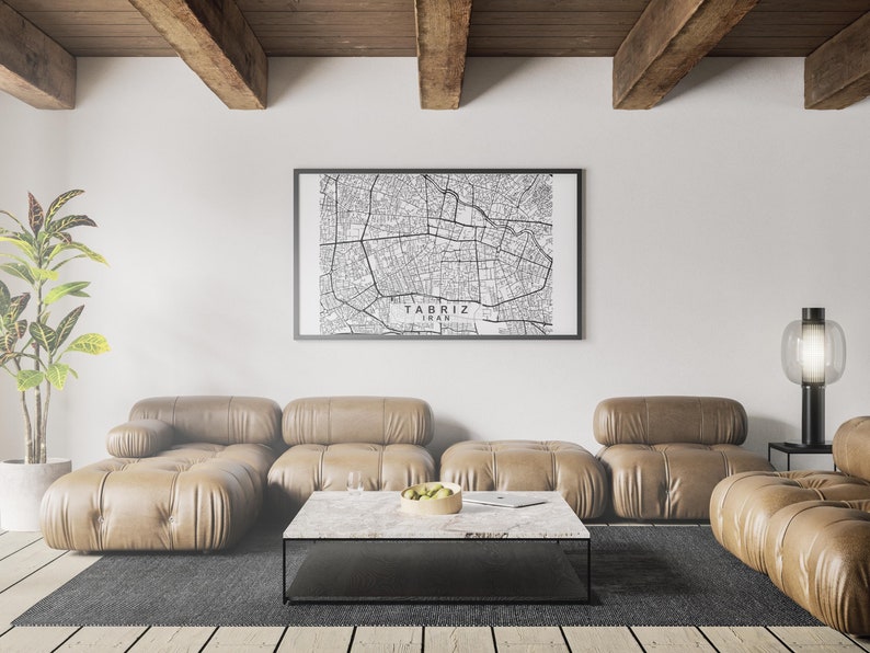 Tabriz City Map, Poster, Tabriz Iran Map, Wall Art, Iranian Cities ...
