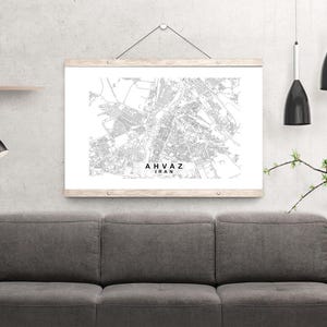 Ahvaz City Map, Poster, Ahvaz Iran Map, Wall Art, Iranian Cities, Ahvaz ...