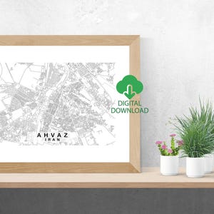 Ahvaz City Map, Poster, Ahvaz Iran Map, Wall Art, Iranian Cities, Ahvaz ...