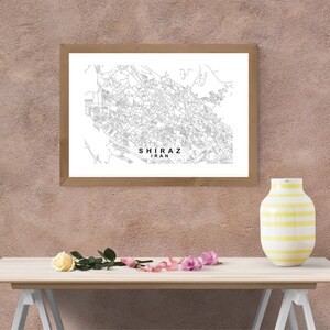 Shiraz City Map, Poster, Shiraz Iran Map, Wall Art, Iranian Cities ...