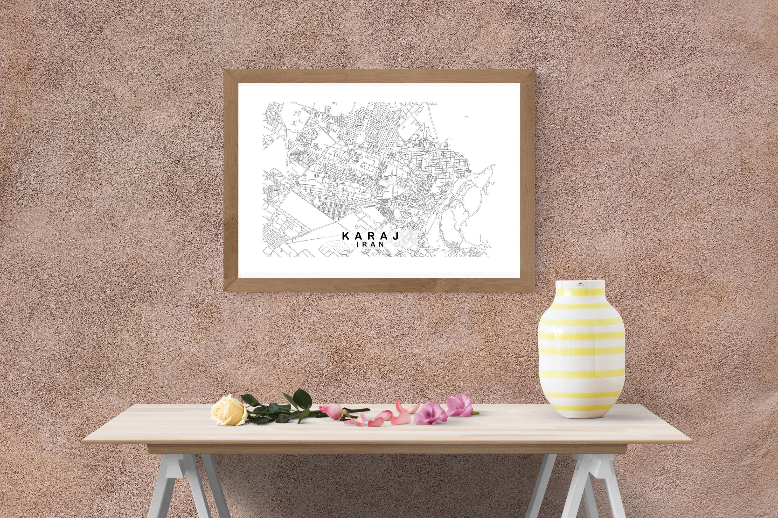 Karaj City Map, Poster, Karaj Iran Map, Wall Art, Iranian Cities, Karaj ...