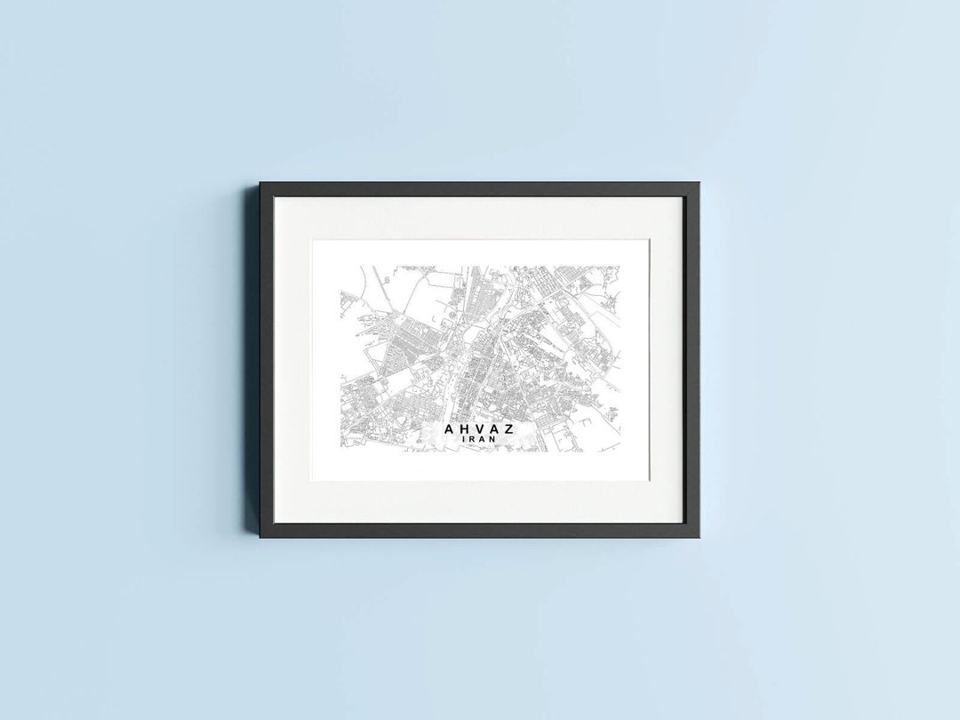 Ahvaz City Map, Poster, Ahvaz Iran Map, Wall Art, Iranian Cities, Ahvaz ...