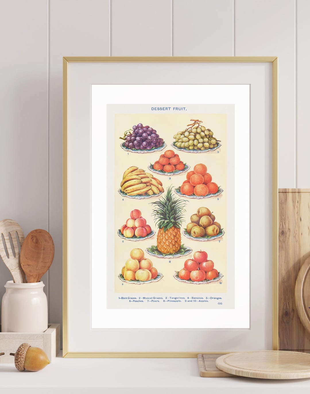 Vintage Fruit & Cheese Kitchen Art Prints: Botanical Foodie Decor (set ...