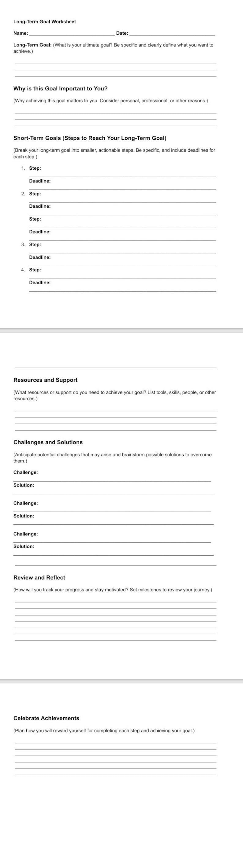 Goal Setting Worksheet - Etsy