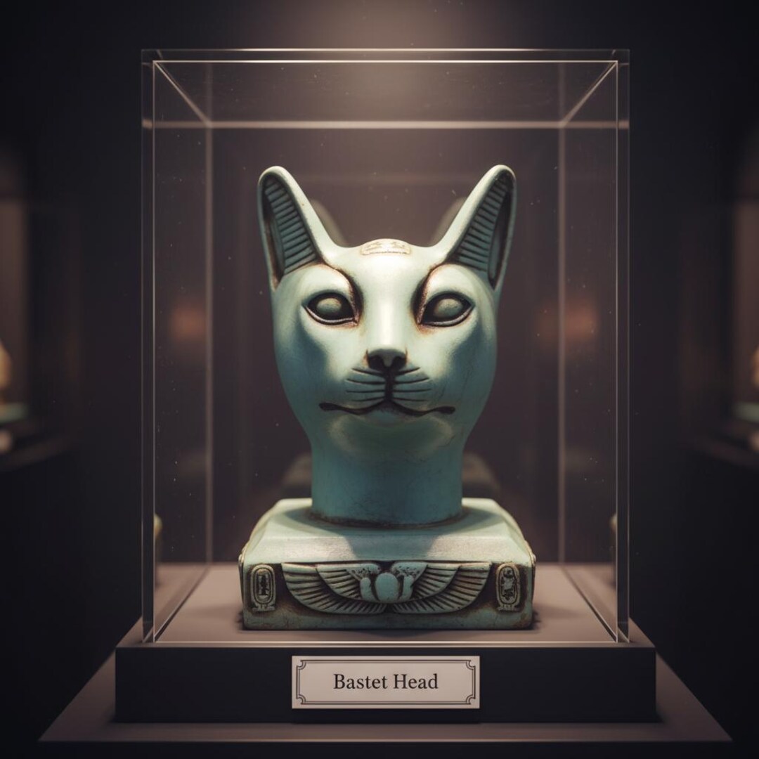 Ancient Egyptian Bastet Head Statue Sacred Cat Goddess of Protection ...