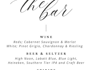 Wedding Drink Menu Template - Etsy