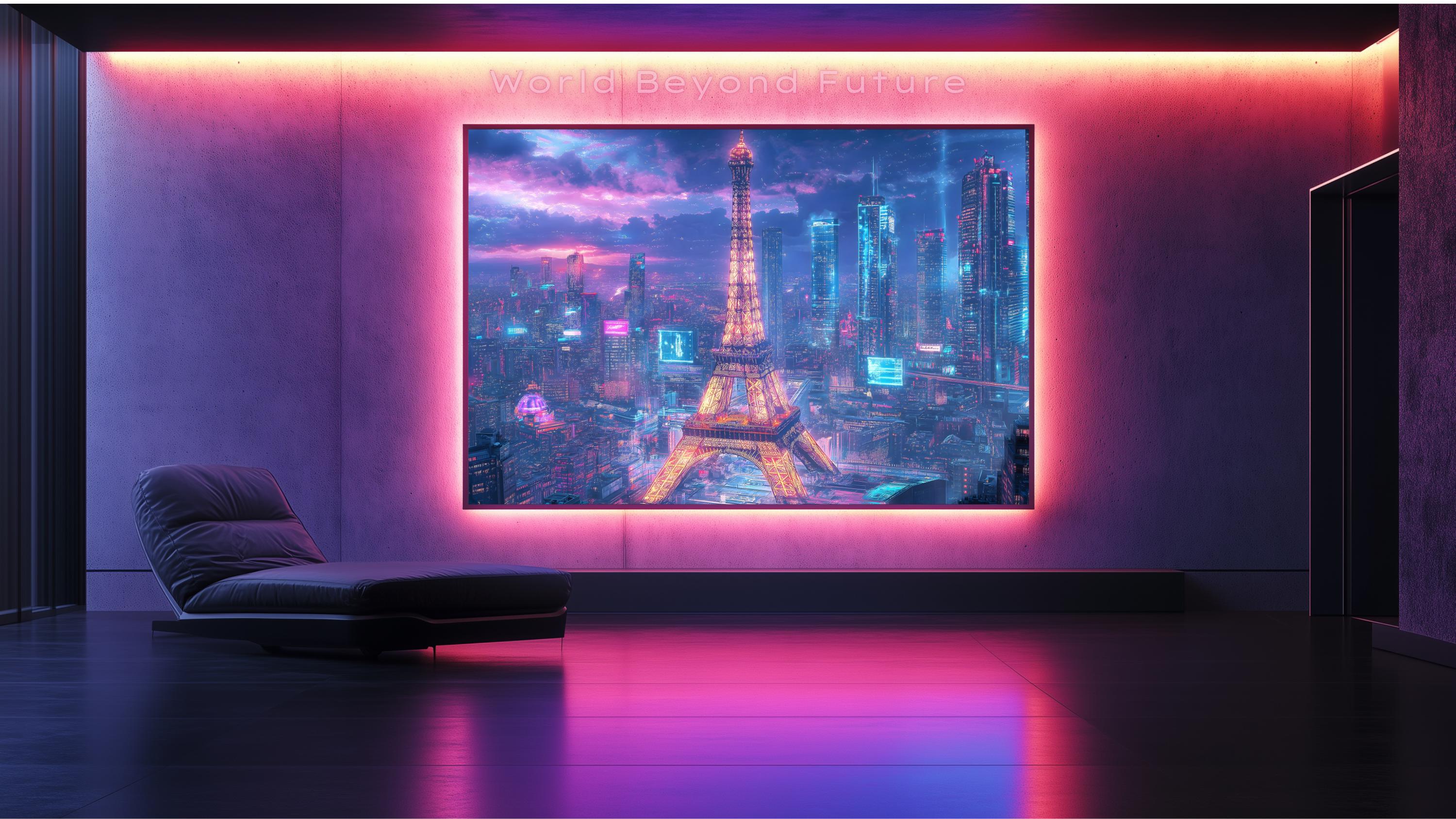 Eiffel Tower Cyberpunk Digital Art | Neon Paris Wall Art | Futuristic ...