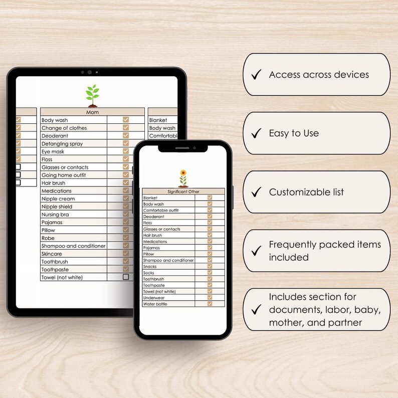 Hospital Bag Checklist for Labor and Delivery - Google Sheets Template ...