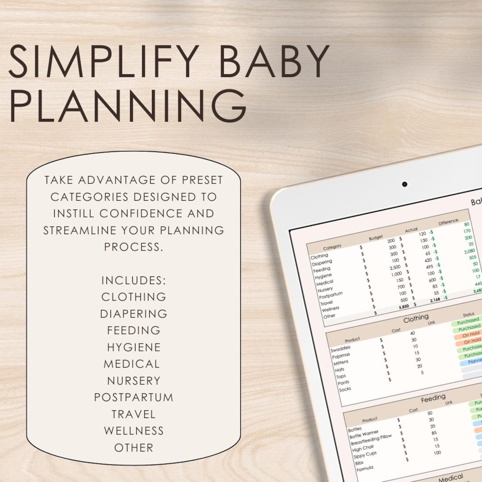 Baby Budget Spreadsheet Google Sheets | Newborn Expenses Tracker ...