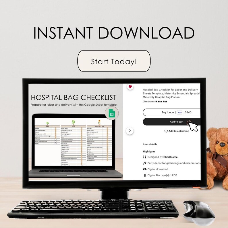 Hospital Bag Checklist for Labor and Delivery - Google Sheets Template ...