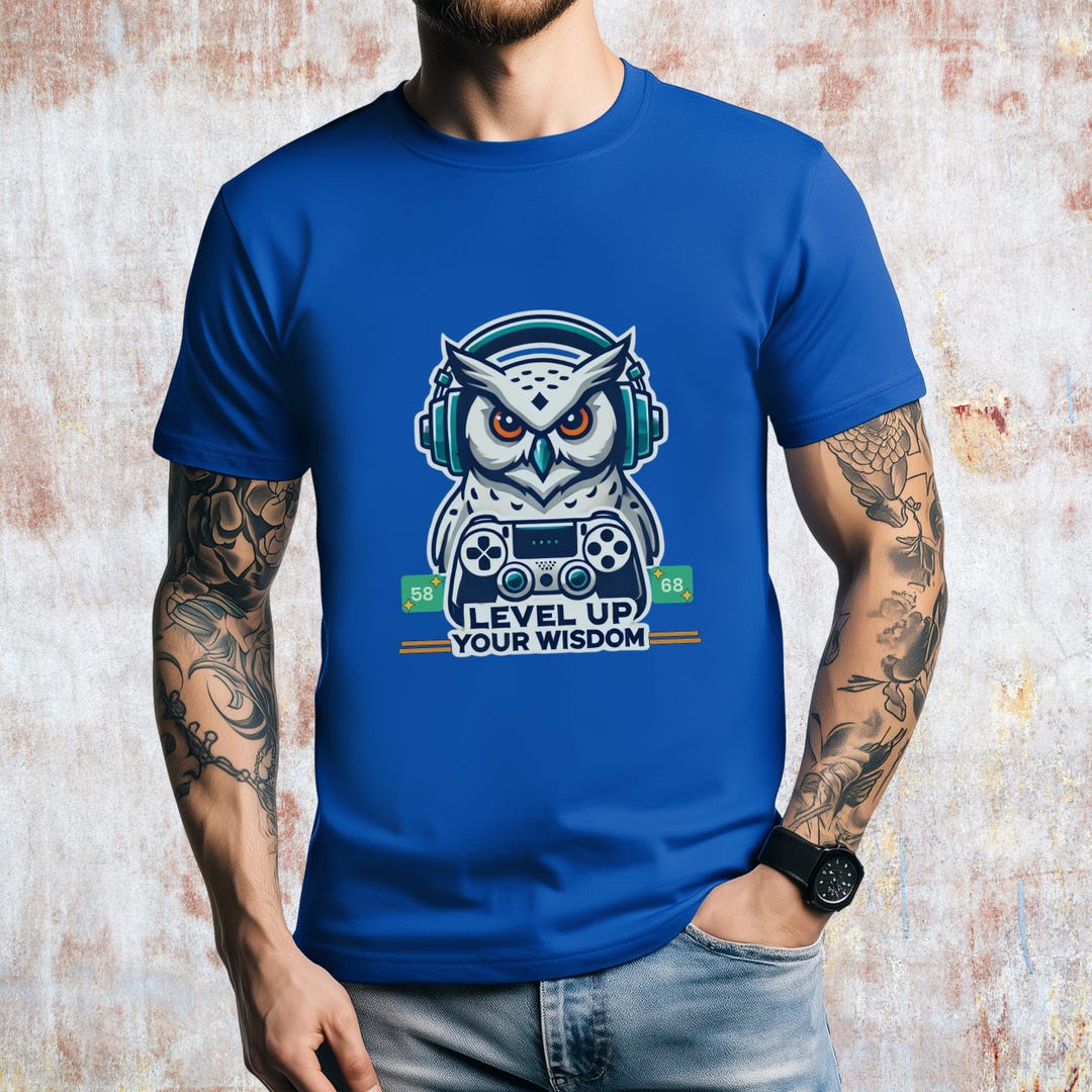 Gamer Owl Shirt, Funny Gaming T-shirt, Nerdy Owl Graphic Tee, Gamer ...