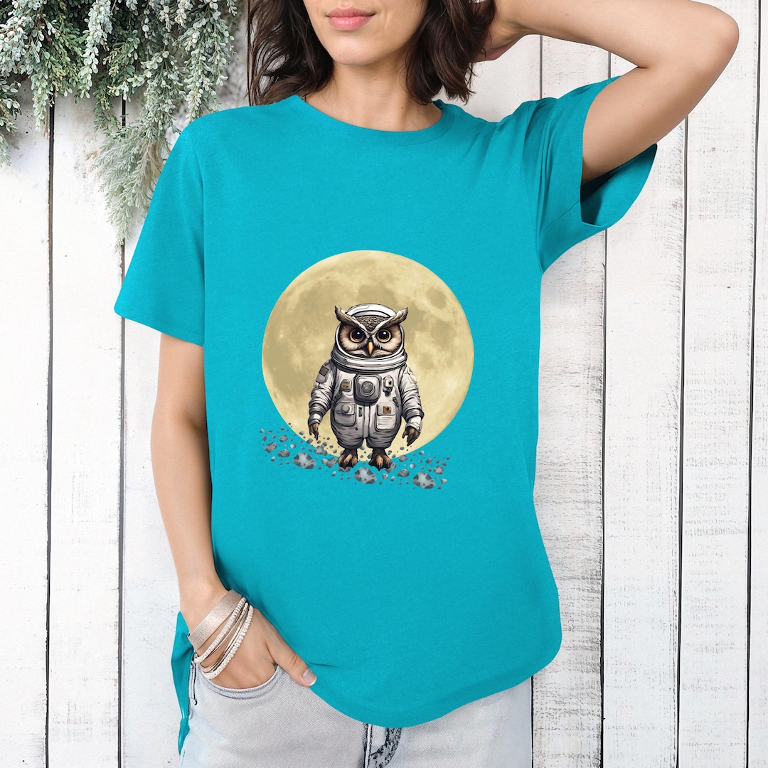 Astronaut Owl T-shirt Space Owl Graphic Tee, Lunar Explorer Shirt ...