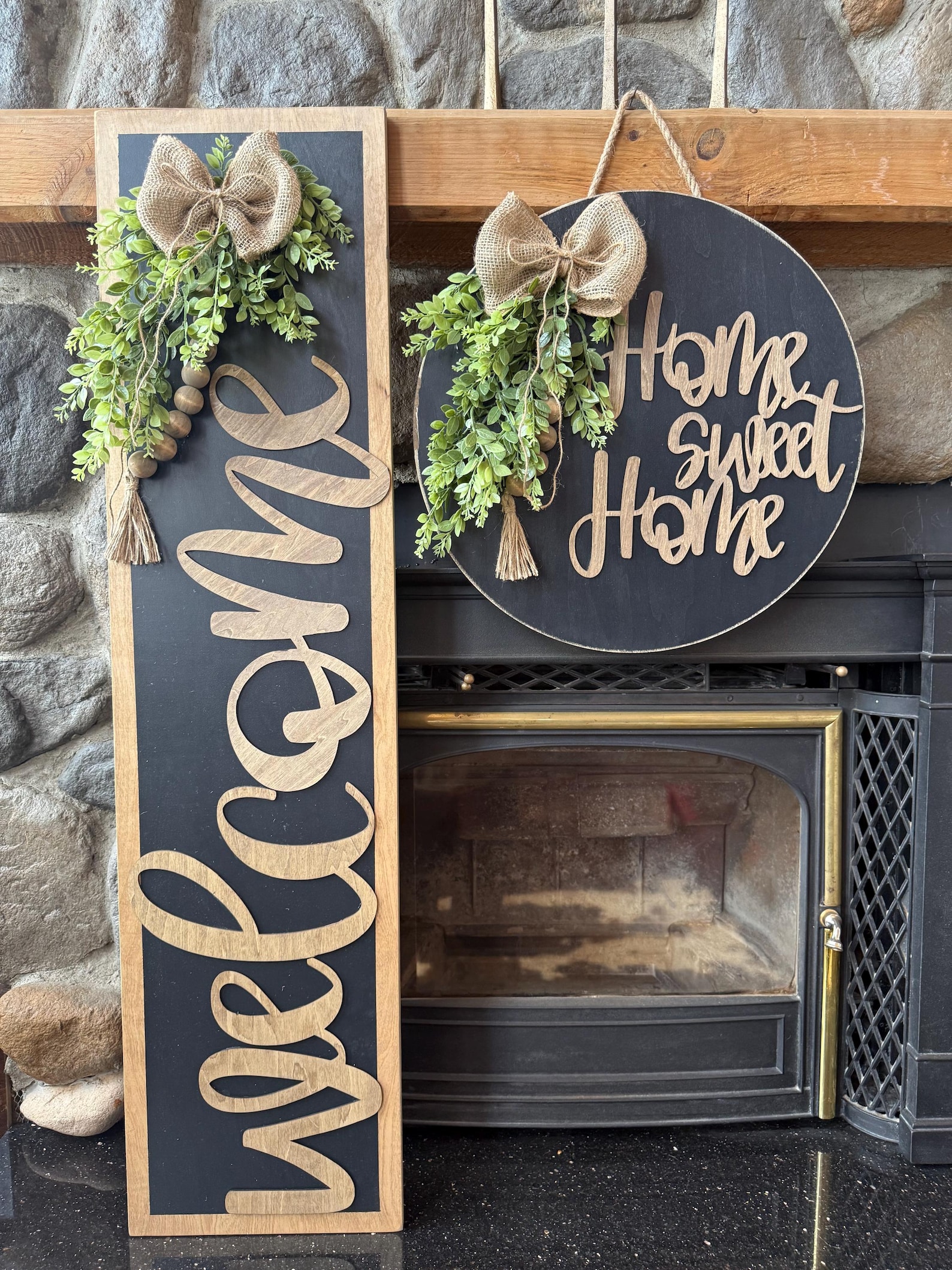 Rustic Farmhouse Welcome Sign – Vertical Wood Porch Decor With Greenery ...