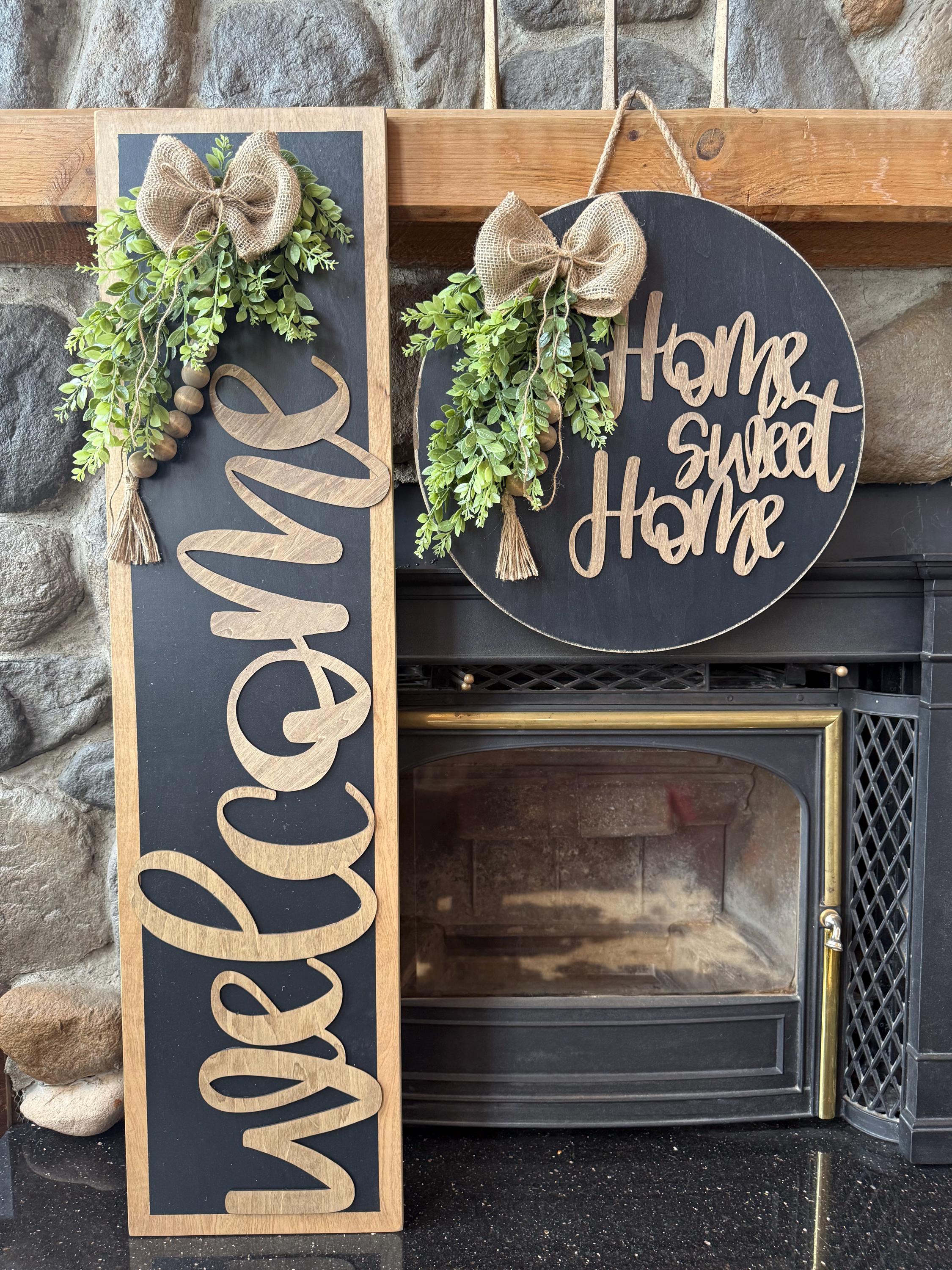 Rustic Farmhouse Welcome Sign – Vertical Wood Porch Decor With Greenery ...