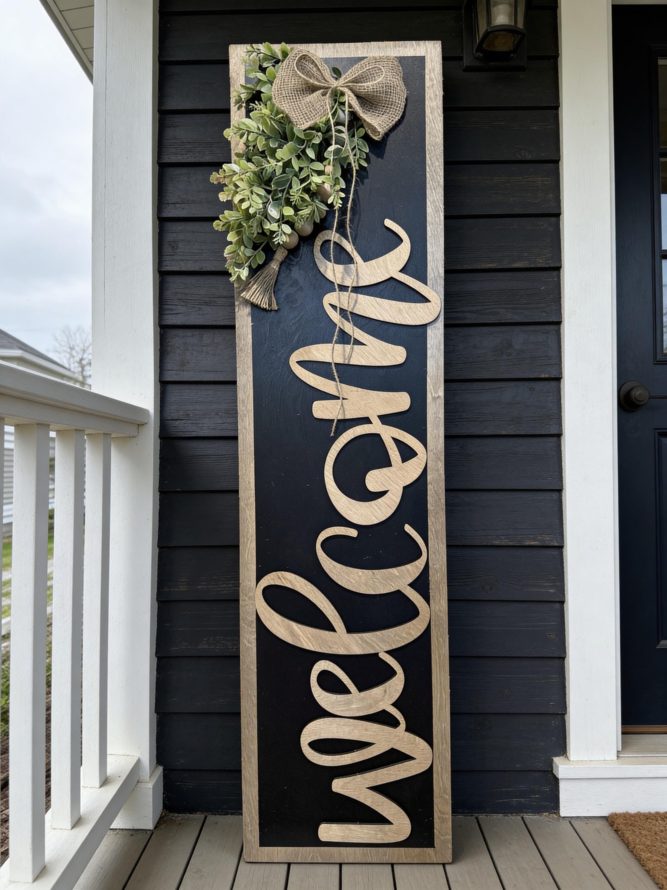 Farmhouse Wood Entryway Decor, Rustic Chic Home Sign, Porch Leaner - Etsy