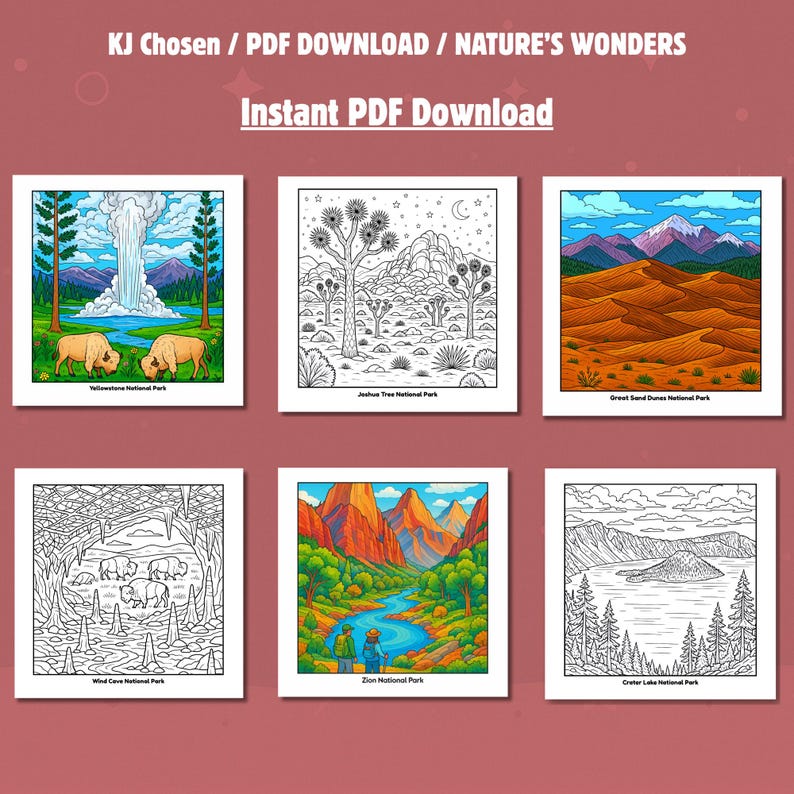 Natures Wonders Coloring Book: 45 Beautiful National Parks Coloring ...