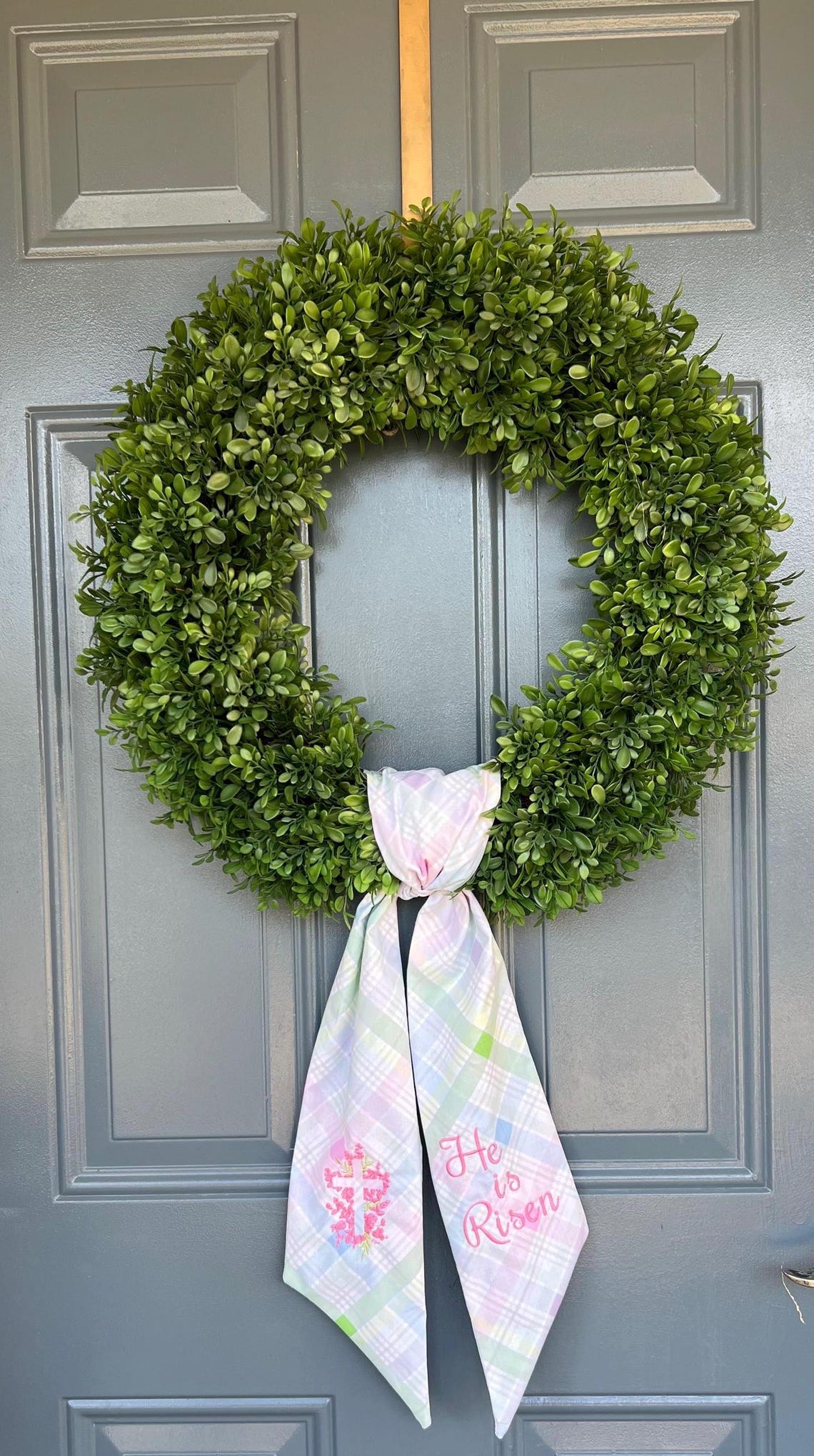 Wreath Sash Easter Wreath Sash Floral Cross He is Risen Embroidery ...
