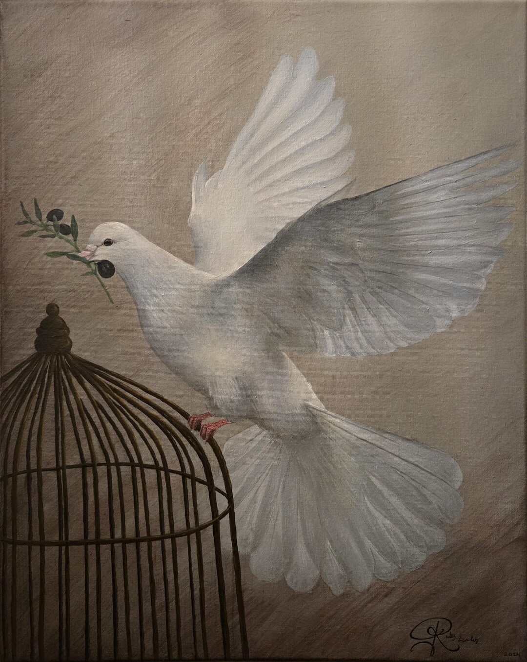 Hand Painted Dove Acrylic on Canvas - Etsy