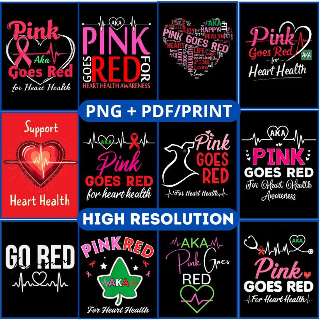 12design Go Red Women Disease Awareness Cardiology Gift AKA Pink Goes ...