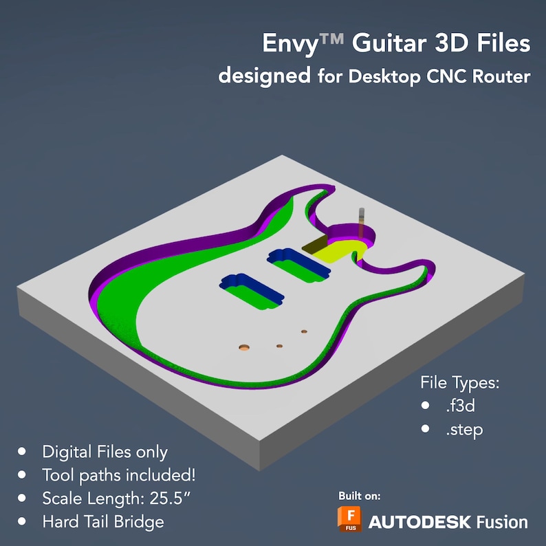 3D Files to Build Custom Electric Guitar Using Desktop CNC Router - Etsy