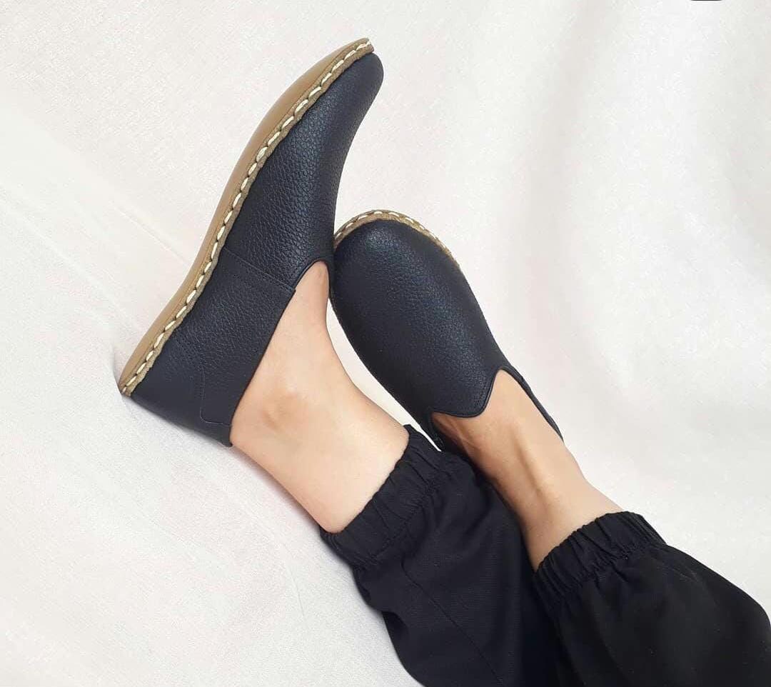 Black Barefoot Grounding Shoe, Energy-balancing Leather Shoe, Authentic ...