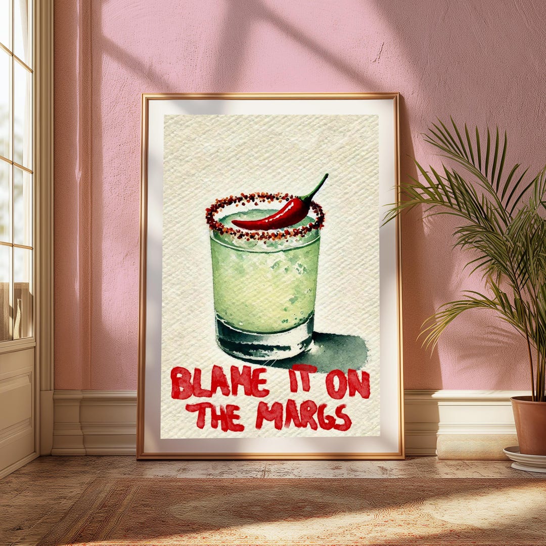 Blame It on the Margs Poster – Spicy Margarita Watercolor Wall Art ...