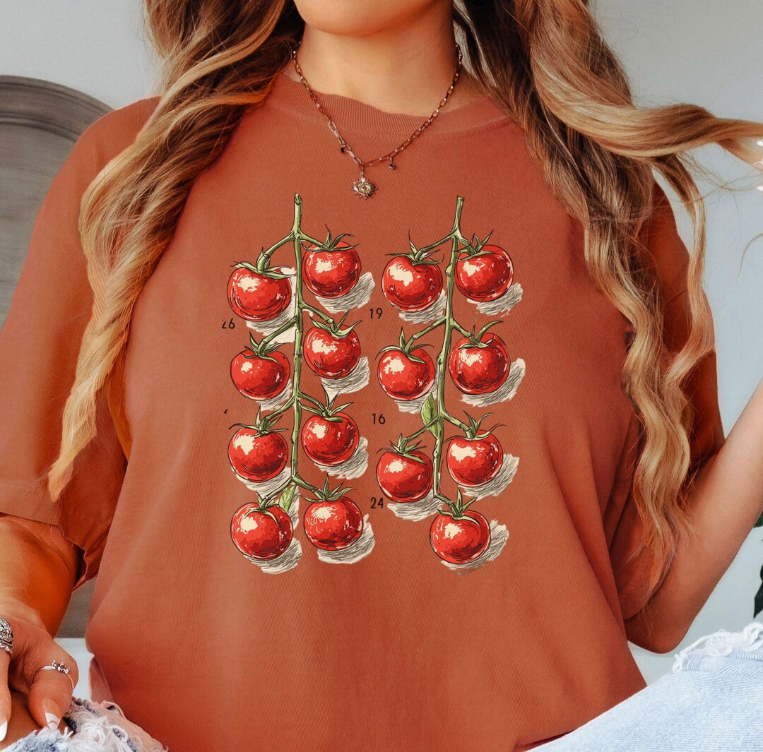 Vintage Cherry Tomato Shirt; Hand-drawn Garden Veggie Tee, Farm Fresh ...