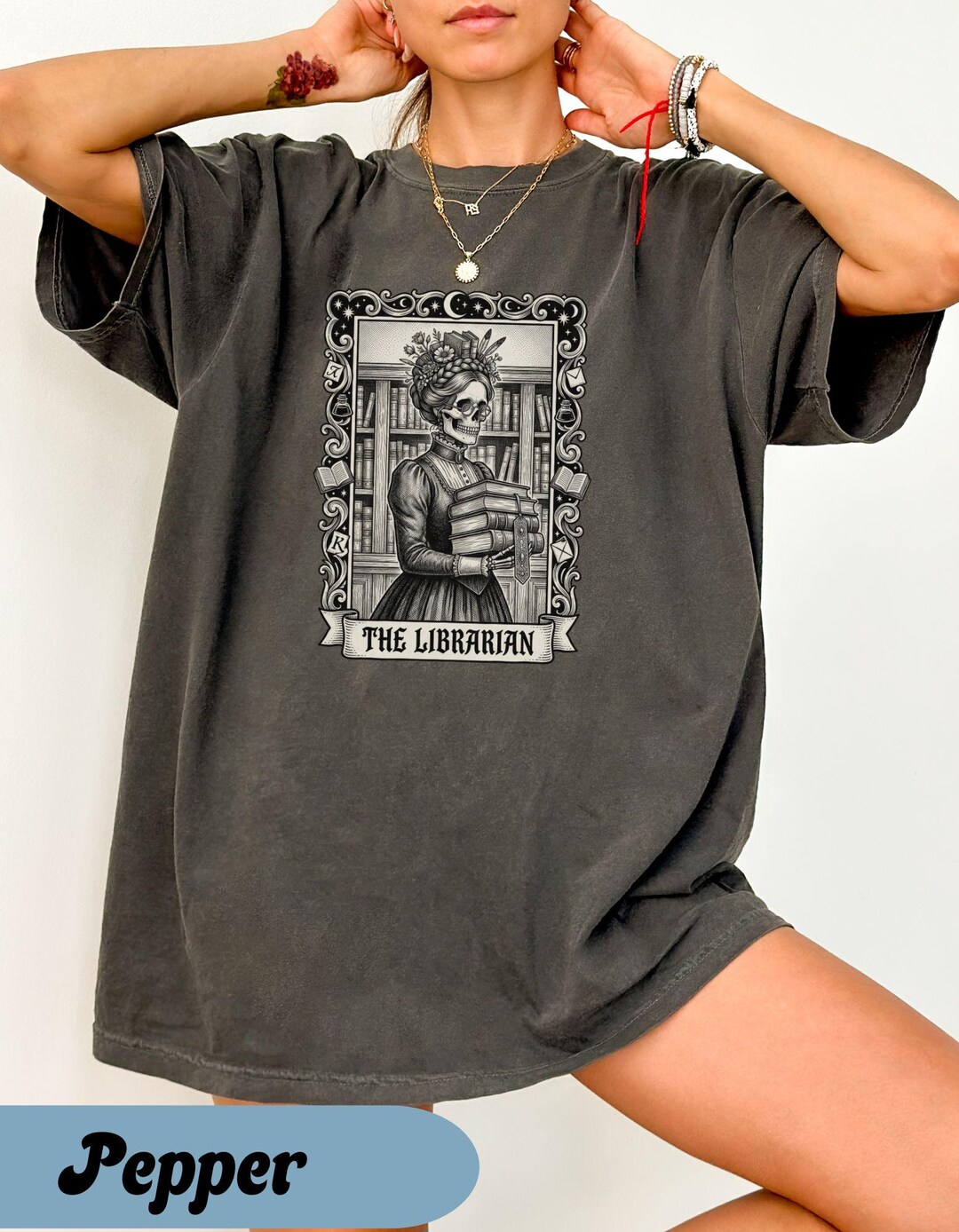 Victorian Skeleton the Librarian T-shirt, Gothic Dark Academia Reading ...