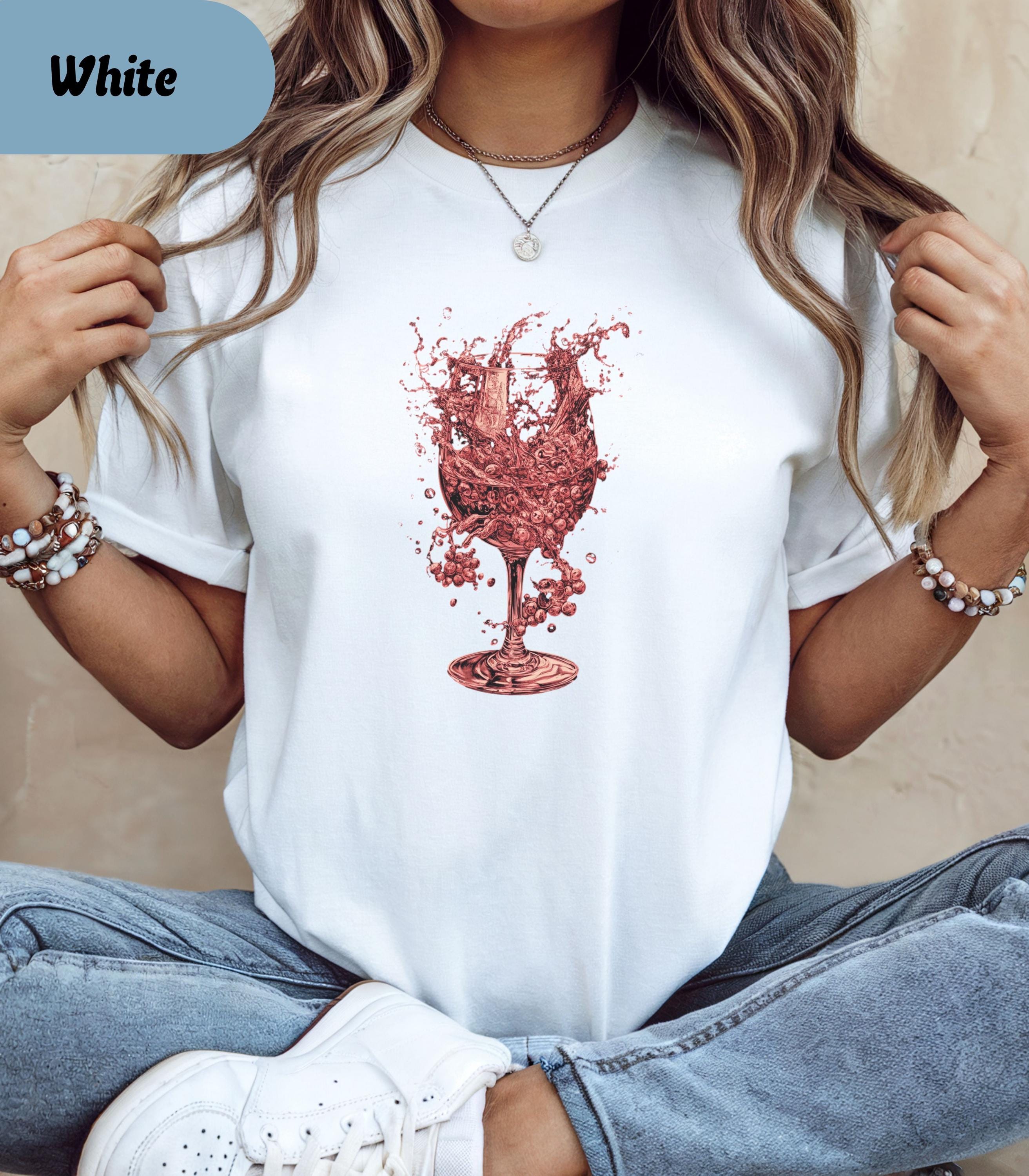 Red Wine Splash T-shirt; Elegant Wine Lover Tee; Artistic Wine Glass ...