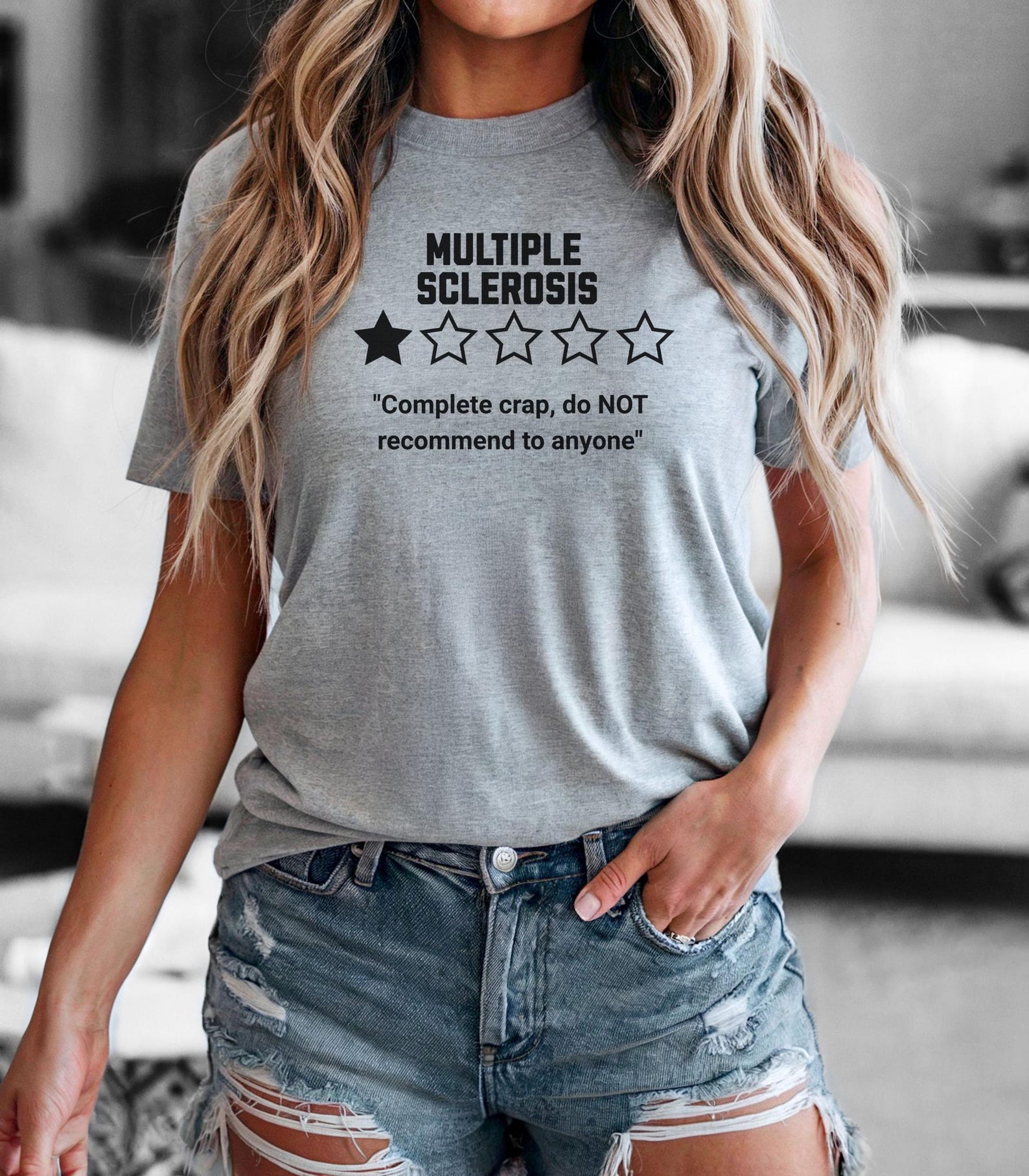 Multiple Sclerosis One Star Rating Unisex T-shirt; Multiple Sclerosis ...
