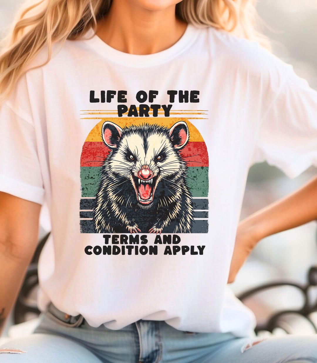 Retro Life of the Party Sarcastic Angry Opossum Lover Shirt, Comfort ...