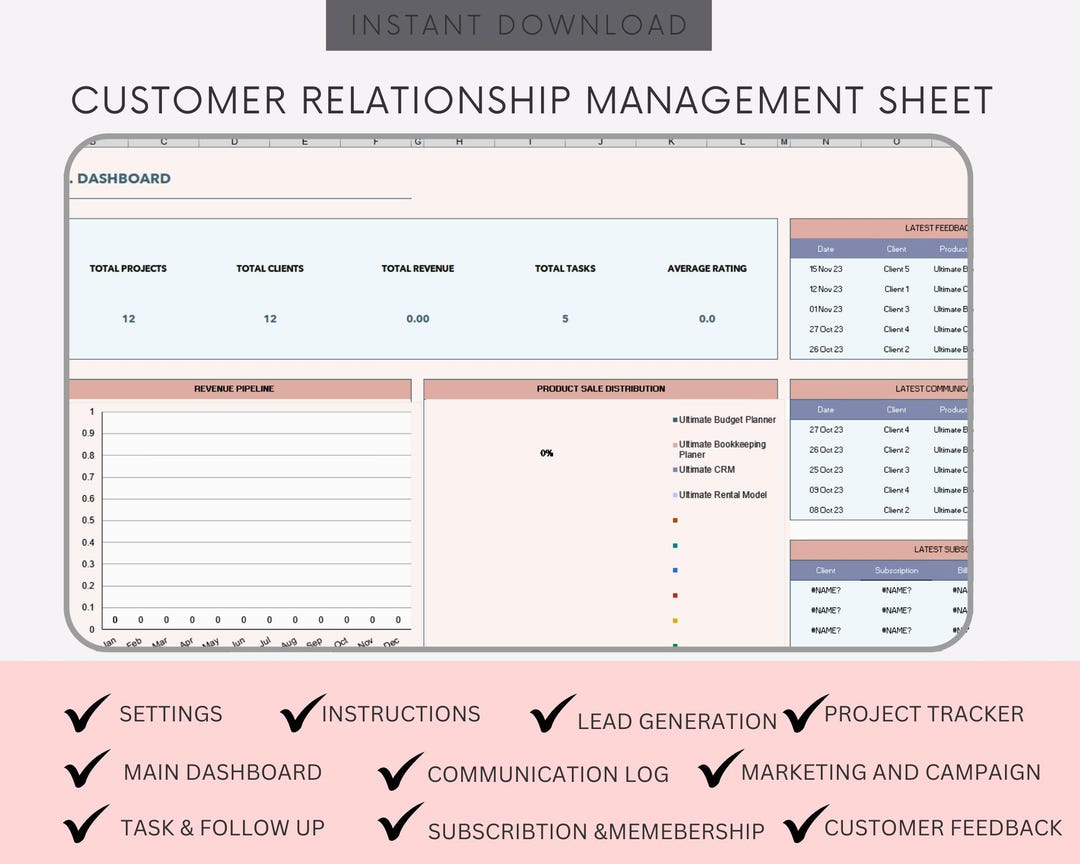 Excel Client Tracker CRM Dashboard Small Business Template Excel ...