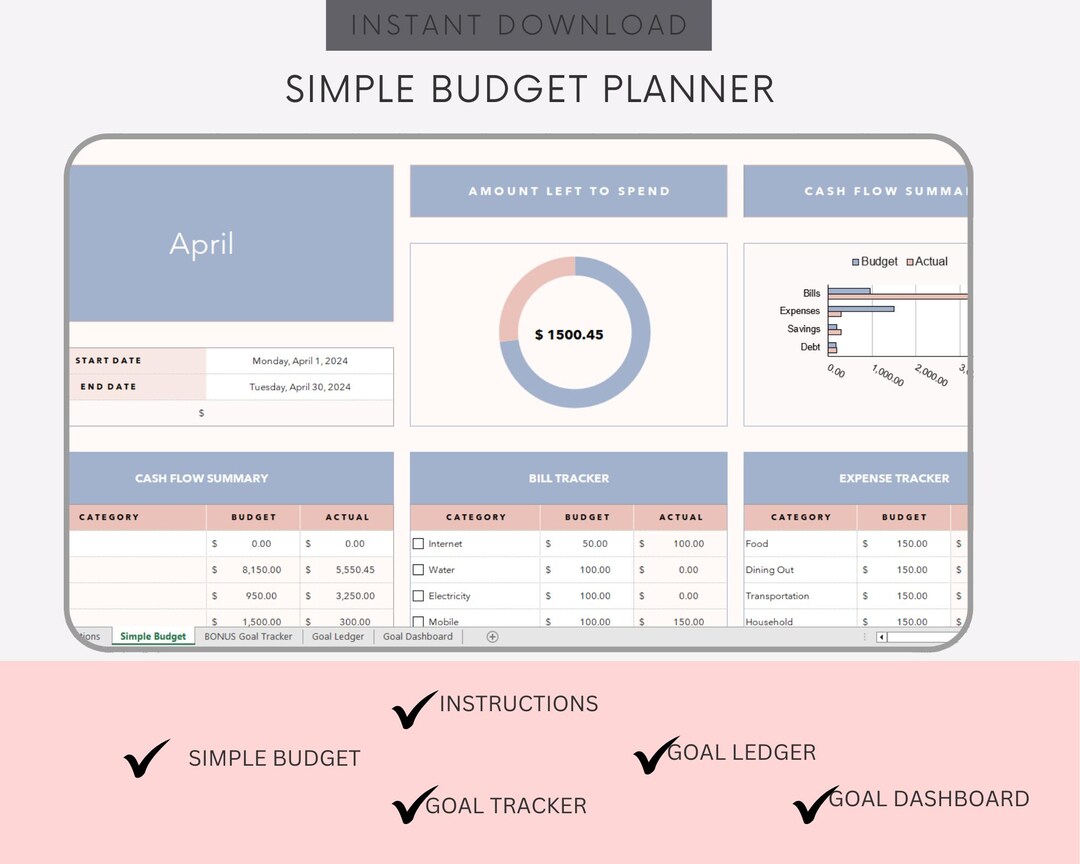 Budget Planner Excel Sheets Budget Spreadsheet Monthly Paycheck Budget ...